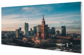 akrylový obraz Varšava panorama mrakodrapů svítání 100x50 cm