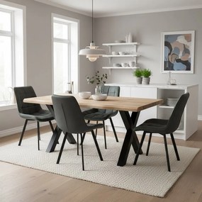 Vikio Jídelní set pro 4 osoby 140x90 cm dub, šedá samet VJS114-41S-S