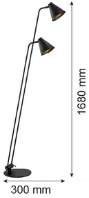 Argon 7077 - Stojací lampa AVALONE 2xE27/15W/230V černá