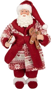 Vánoční dekorace Santa v županu s perníčkem - 15*11*28 cm