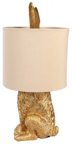 Zlatá stolní lampa králík s béžovým stínidlem Konijn – 20x43 cm