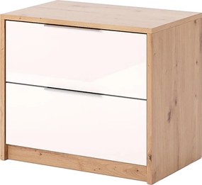 Noční stolek 2š, bílý lesk Raymond