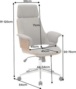 Designová kancelářská židle Uriela ořech / šedá