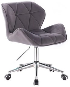 LuxuryForm DESIGN Otočná židle MILANO VELUR na stříbrné podstavě s kolečky - tmavě šedá