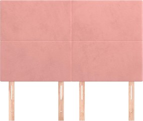 Čelo postele růžové 144x5x118/128 cm sametové 3116105