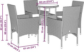 5dílný zahradní jídelní set s poduškami šedý polyratan a akácie 3278732