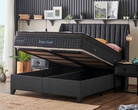 Čalouněná postel DREAM MODE s matrací - antracit 200 × 200 cm