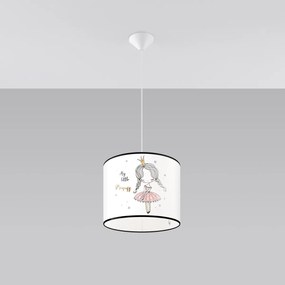 Dětské závěsné svítidlo Princess, 1x plastové stínítko se vzorem, (fi 30cm)