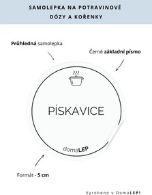 Samolepka na kořenky PÍSKAVICE průhledná 5 cm základní písmo