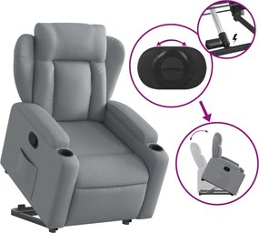 Zvedací polohovací křeslo světle šedé textil 3204482