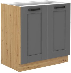 Kuchyňská skříňka LUNA 80 D 2F BB korpus: dub artisan, barva dvířek: šedá DUST