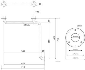 Sapho Sapho, Madlo do sprchy 670x670mm, nerez, XH544