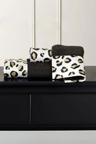 Dárková sada ručníků a osušky CHEETAH, 3 ks Černá Sada (malý ručník 30x50cm, ručník 50x100cm, osuška 75x150cm)