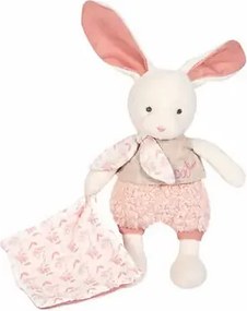 Doudou Dárková sada - Plyšový Ecru králiček s růžovou dečkou z BIO bav