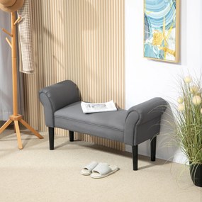 HOMCOM Lavice k posteli, čalouněná lavice, sedací lavice, lavice do ložnice, nosnost až 130 kg, plátno, tmavě šedá, 102 x 36 x 51 cm | Aosom
