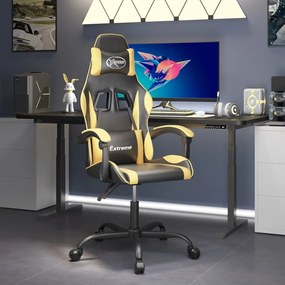 vidaXL Otočná herní židle umělá kůže [349576] Barva: Černý a zlatý