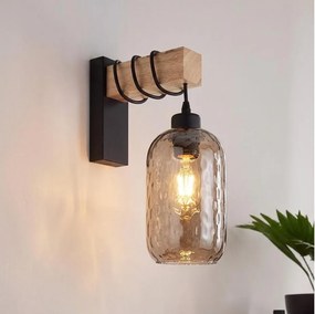 BRILAGI - Nástěnné svítidlo WOOD GLASS 1xE27/60W/230V borovice/černá/kouř hnědá