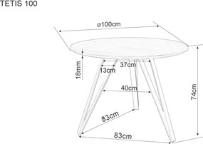 Jídelní stůl Tetis 100 cm černý/dub přírodní