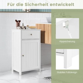 Costway Koupelnová skříňka úzká se zásuvkou a dvířky – 43 × 34 × 77 cm, bílý