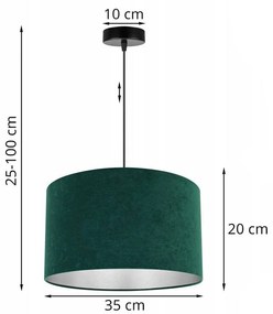 Závěsné svítidlo MEDIOLAN, 1x tmavě zelené/chromové textilní stínítko