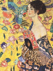 Obrazová reprodukce The lady with the fan (Vintage Portrait) - Gustav Klimt, (30 x 40 cm)