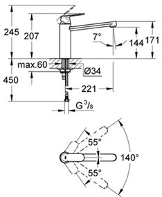 Grohe Eurosmart Cosmopolitan - Dřezová baterie stojánková, chrom 30193