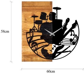 Nástěnné hodiny 60x58 cm 1xAA dřevo/kov