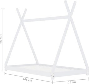 Rám dětské postele bílý masivní borovice 70 x 140 cm 283358
