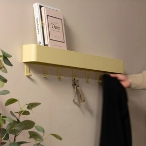 Světle žlutý ocelový nástěnný věšák s poličkou 72 cm Dax Play – Spinder Design