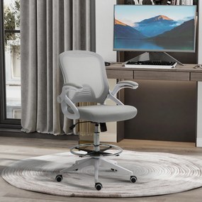 Ergonomická kancelářská židle Vinsetto s sklápěcími opěrkami a nastavitelným kroužkem pod nohy, výškově nastavitelná otočná židle s funkcí naklápění,…