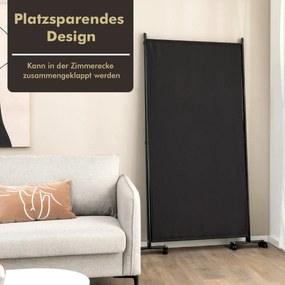Costway 180 cm dělicí příčka na kolečkách Skládací zástěna s 3 volně