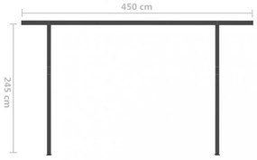 Ručně zatahovací markýza s LED světlem 500x300 cm Dekorhome Hnědá / oranžová