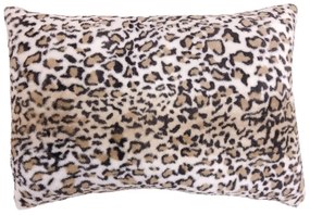 Bílo hnědý obdélníkový polštář Leopard - 40*60*15cm