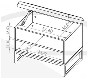 Gib Meble Botník Kufer OLIER Gib 62/50/40 Barva: dub artisan/černá