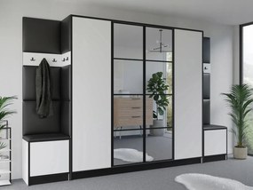 Šatní skříň EDEN 17 bílý + ekokůže černý Vzor 1