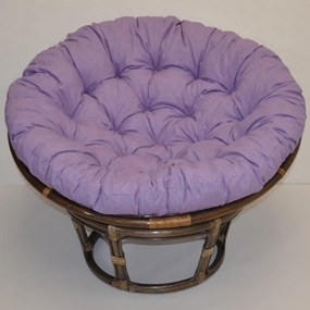 Papasan DIAS — ratan, látka, ⌀115 cm, hnědá / více barev Fialový melír