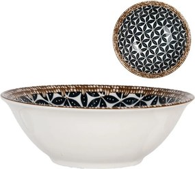 Bílá keramická miska s černým vzorem Mibbo - Ø 15*5 cm / 350 ml