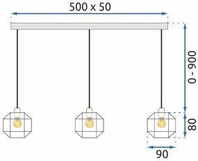 Toolight, stropní závěsné svítidlo 3xG9 APP587-3CP, černá, OSW-09758