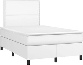 Box spring postel s matrací a LED bílá 120x200 cm umělá kůže 3135874