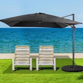 Costway Slunečník čtvercový s klikou – 300 × 300 cm, černý