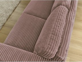 Růžová manšestrová pohovka na každodenní spaní/rozkládací 220 cm Hugo – Bobochic Paris