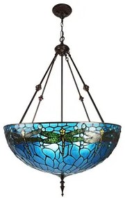 Závěsná lampa Tiffany BLUE DRAGONFLY Clayre &amp; Eef 5LL-9339