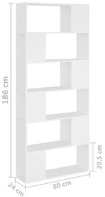 Knihovna / dělicí stěna bílá 80 x 24 x 186 cm dřevotříska - Default Title