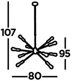 Searchlight 29010-10GO - Lustr na tyči ALPHA 10xE27/60W/230v zlatá