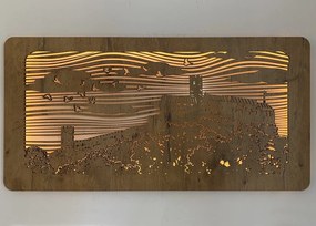 Li-Go "Bezděz" světelný obraz s baterií 100x50cm varianta: ovládání na obraze včetně dálkového ovladače, provedení: dub světlý