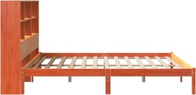 Postel s knihovnou bez matrace 200 x 200 cm masivní borovice 3321609