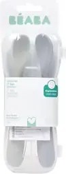 Beaba První lžičky silikonové s pouzdrem 2 ks Pebble Green