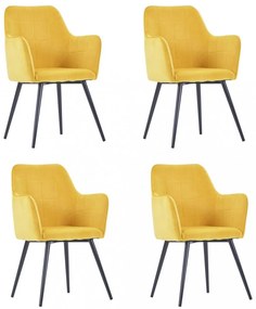 Jídelní židle 4 ks samet / ocel Dekorhome Žlutá