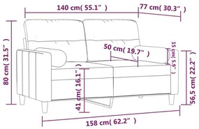 Petromila 2místná pohovka s polštáři tmavě šedá 140 cm textil