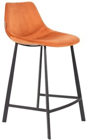 OnaDnes -20% Oranžová sametová barová židle DUTCHBONE Franky 65 cm